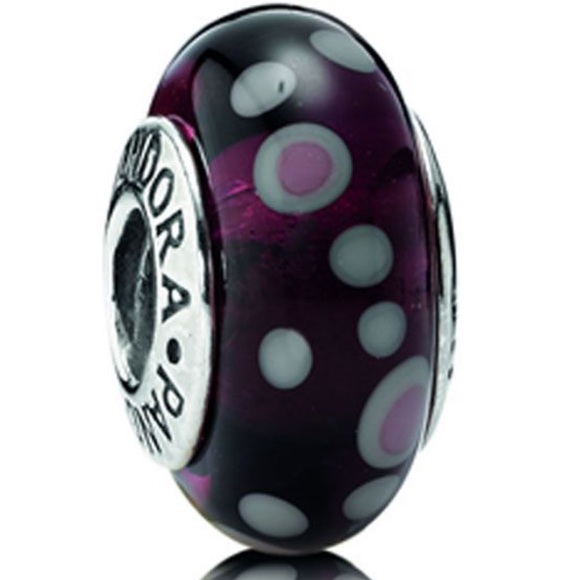 Pandora | Jewelry | Pandora Purple And White Murano Glass Charms | Poshmark